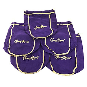 Pack of 5 Crown Royal Purple Bags w/ Gold Drawstring Perfect for Storage Gift Bags Shiftboot Carrying Dice or Games Bulk Felt Fabric for Sewing