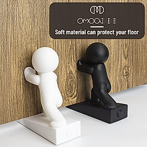 Cute Door Stopper, 2 Pack Door Stop, Flexible and Effective to Keep Your Door Open, White+Black (Patented)
