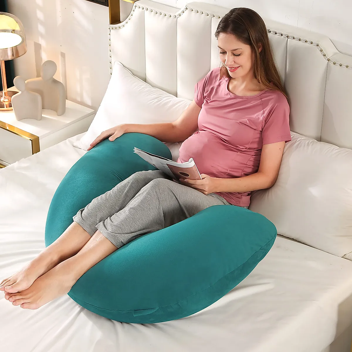 BATTOP Pregnancy Pillow for Sleeping,Body Maternity Pillow with Removable Cover,Support for Back,HIPS,Legs,Belly for Pregnant Women,Side Sleeper Body Pillow