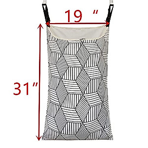 HDHYK Adjustable Space Saving Door Hanging Laundry Hamper Bag with Over Door Hooks for Dirty Laundry