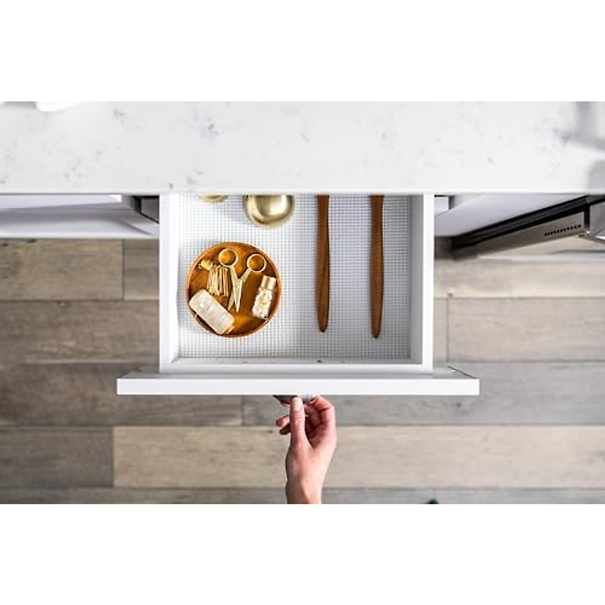 EasyLiner Select Grip Shelf Liner for Drawers & Cabinets - Easy to Install & Cut to Fit - Non Slip Non Adhesive Grip Shelf Liner for Kitchen, Bathroom, Pantry - 12 in. x 10 ft. - 6 Rolls - Gray