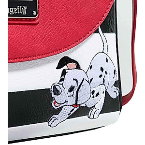 Loungefly x Disney 101 Dalmatians Striped Faux Leather Crossbody Bag (One Size, Black, White, Red)