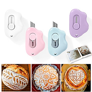 XANGNIER Bread Lame Dough Scoring Tool,4 Pack Sourdough Scoring Tools,Bread Dough Cutter Slashing Razor Tool,Scoring Patterns Booklet,Bread Baking & Making Tools Supplies Accessories