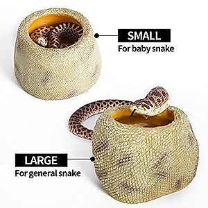 REPTIZOO Snake Water Bowl Terrarium Resin Rock Deep Snake Water Dish Anti-Overturning Reptile Bath Bowl(Medium)