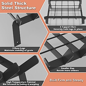 AnBaiMei 17 Inch Heavy Duty Fireplace Grate, Small Fire Wood Log Burning Rack Holder with 6 Support Bars for Indoor Outdoor Fire Place Accessories, Wrought Iron Firewood Stove Insert, Black