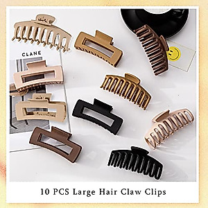 10 Pack 4.4" Large Hair Clips,Claw Clips,Hair Clips for Women & Girls,2 Styles 5 Colors Internal tooth design Strong Hold Matte Claw Hair Clips for Women Thick Hair & Thin Hair, 90's Vintage Hair Clip