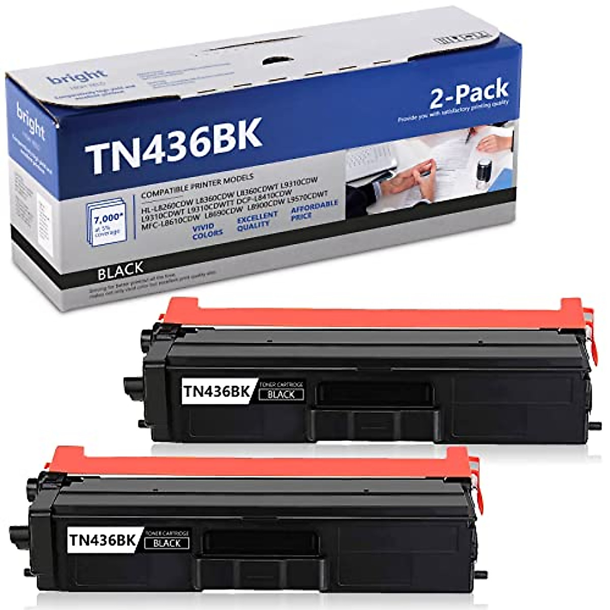 MANDBOY Compatible TN-436 TN436BK Super High Yield Toner-Cartridges Black (2 Pack) | Replacement for Brother HL-L8260CDW DCP-L8410CDW MFC-L8610CDW Printer Toner Cartridge