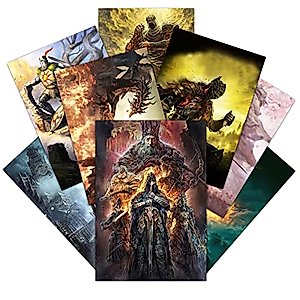 GTOTd Dark Game Elden Game Posters (8 Pack) 11.5" x 16.5“ Merchandise Game Party Supplies Unframed Version HD Printing Poster for Room Club Wall Art Decor.