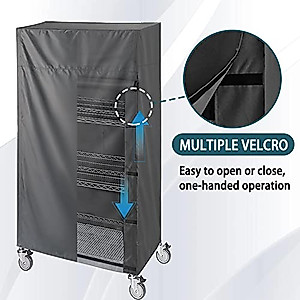 ZYSUOR Shelving Cover Storage Shelf Cover Wire Shelves Cover,36" Wx14 Dx72 H,Durable Velcro Design on Both Sides of The Front for Easy and Quick Opening and Closing,Black,only Cover