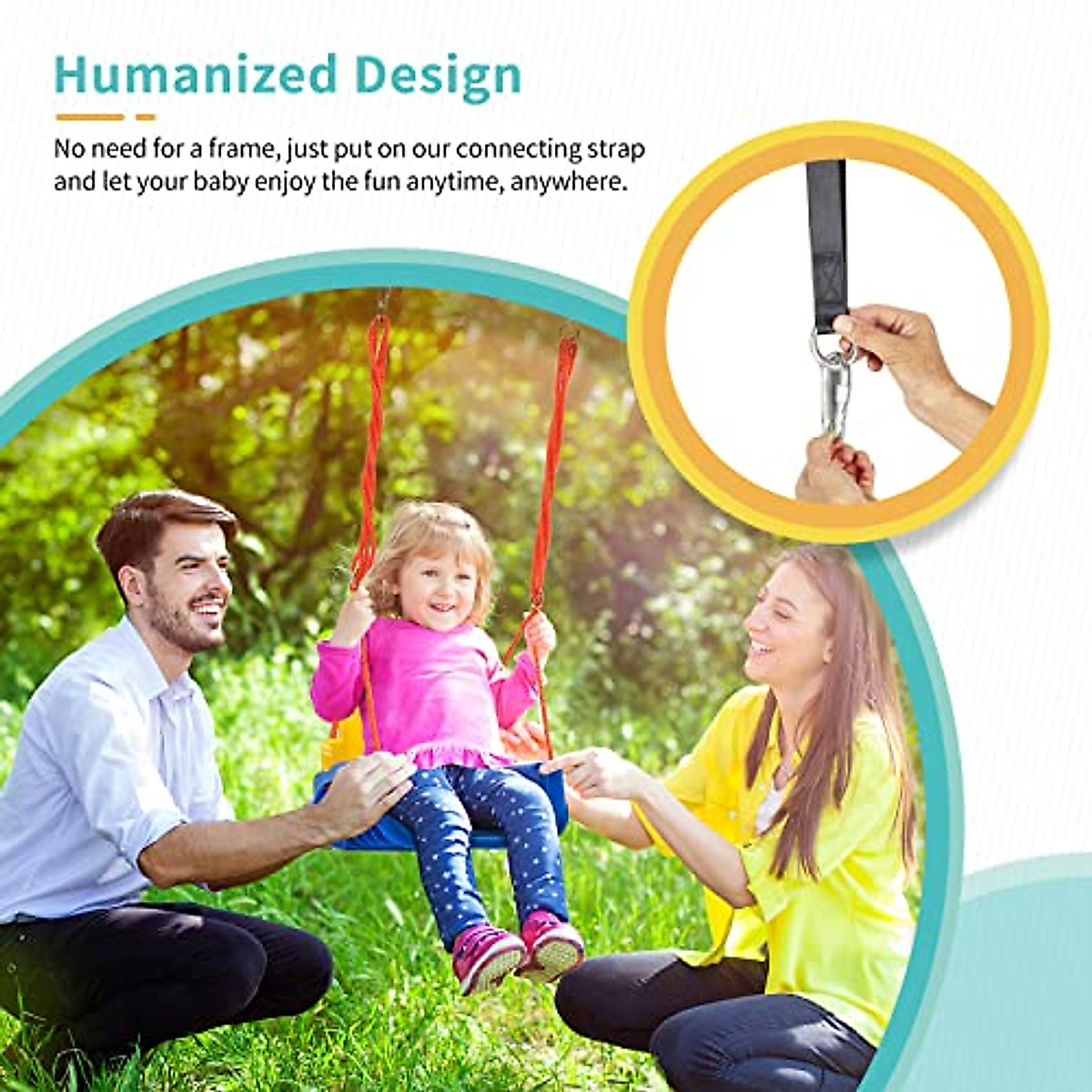 3-in-1 Toddler Swing, Swing Set with Foldable Metal Stand and Safety Belt, Baby Swings Outdoor & Indoor for Infants to Toddler, Baby Infant Swing for Swingset, Indoor Swing for Kids 6 Month+