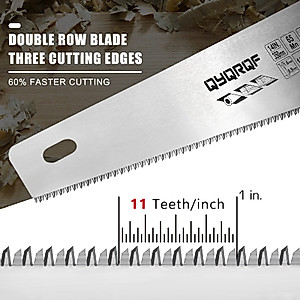 14 in. Pro Hand Saw, 11 TPI Fine-Cut Soft-Grip Hardpoint Handsaw Perfect for Sawing, Trimming, Gardening, Cutting Wood, Drywall, Plastic Pipes, Sharp Blade, Ergonomic Non-Slip Handle (green)