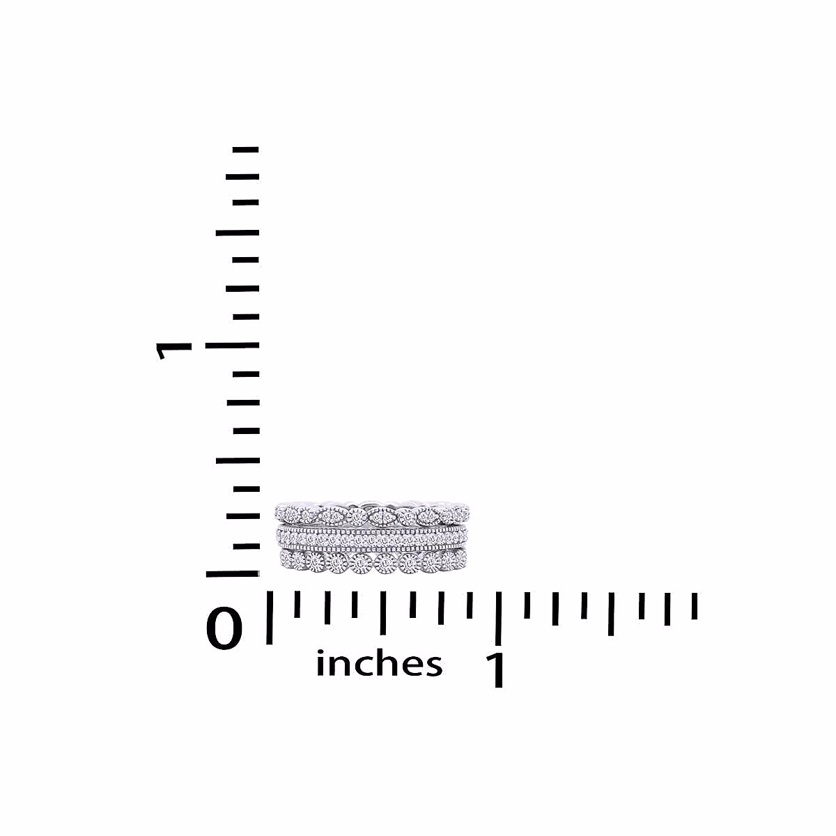 AFFY Womens Anniversary Eternity Bands 3 Stackable Rings Cubic Zirconia Engagement Bridal Milgrain Marquise Infinity Ring 14K White Gold Plated 925 Sterling Silver Ring Sets Size-8.5