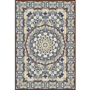 Rydowenna Medallion Brown Beige Persian Floral Oriental Formal Traditional Area Rug 4x6 Washable Soft Thick Rug for Living Room Bedroom Dining Room No-Slip Floorcover Runner Rug Mat