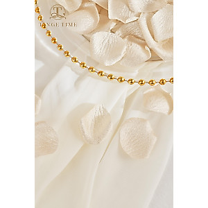 TINGE TIME 300pcs Silk Rose Petals Gold Yarn Flower Petals for Wedding Flower Girl Basket Aisle Scatter Dinner Table Centerpieces Party Bridal Shower Romantic Night Decoration (Light Gold)