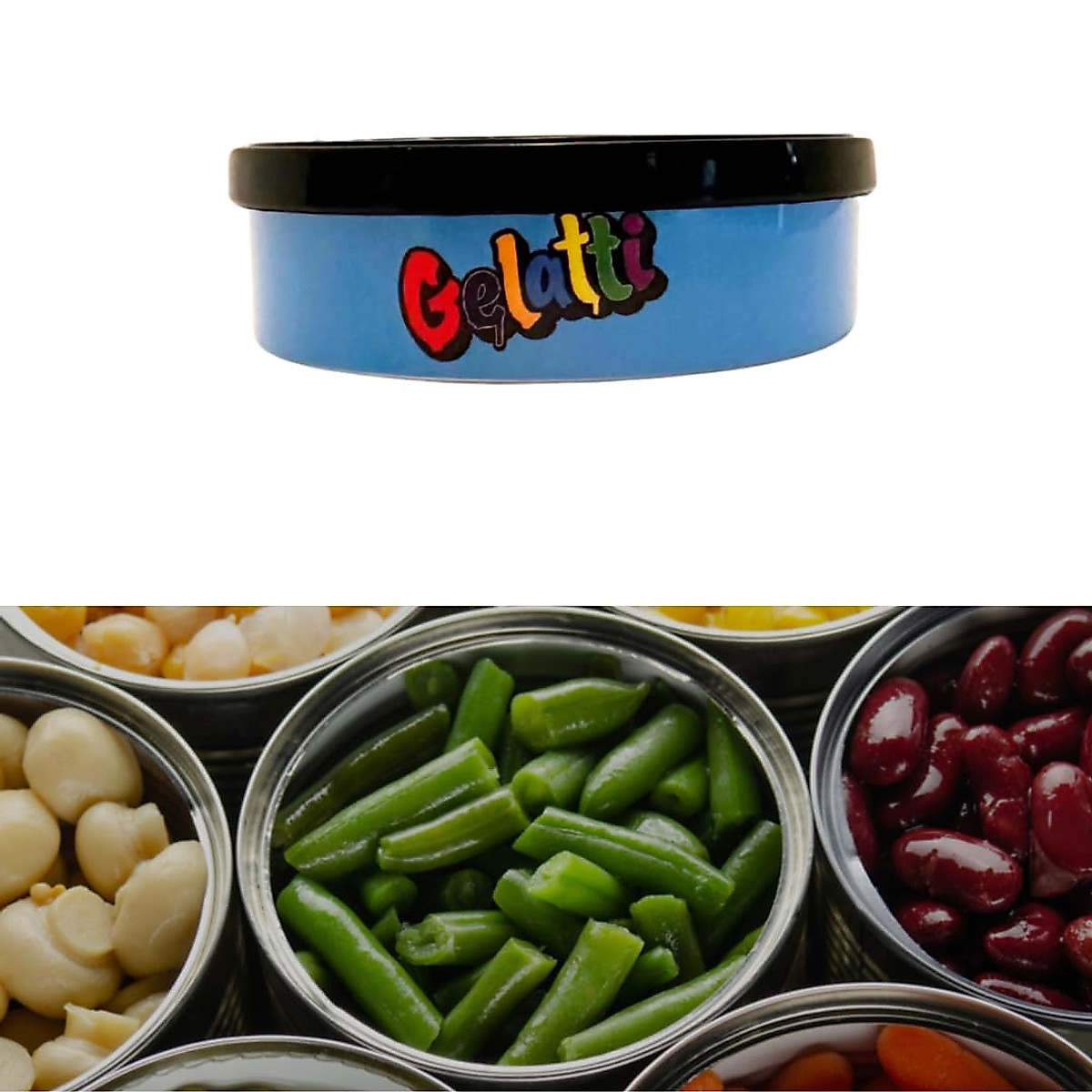 Generic Self-Seal Cali Tin Cans with Ring Lids, Side Stickers, Labels, and 100ml Capacity, Set of 20, 240505