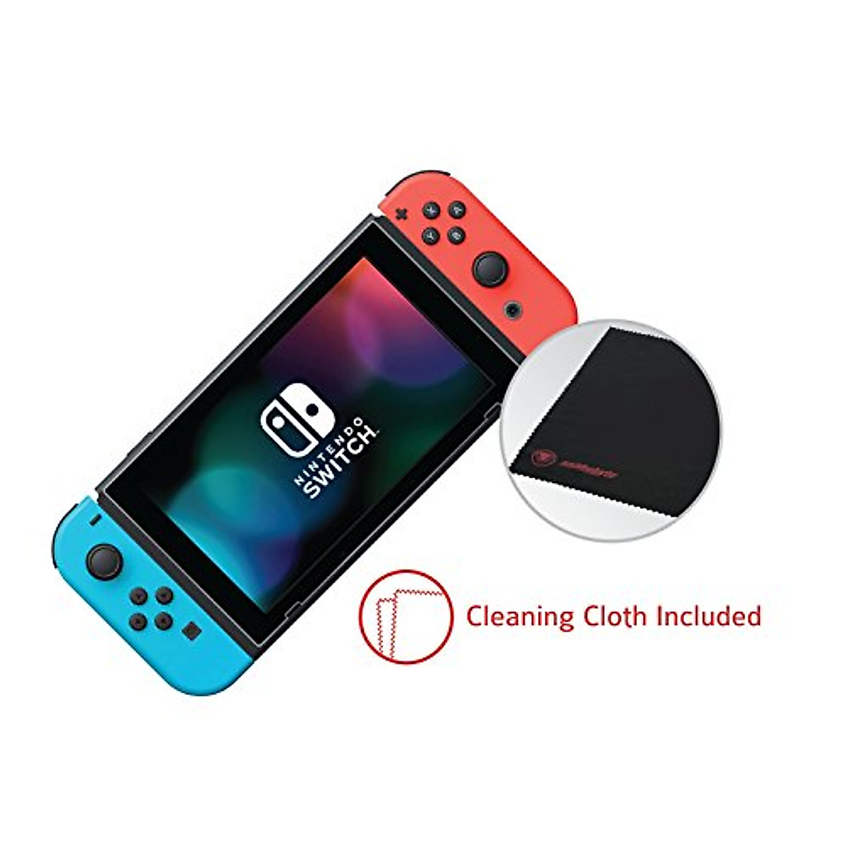 Snakebyte Tough Kit - Accessory Set Including Rubber Hard Case H9 Glass Protector Cleaning Cloth Thumb Grips Game Hard Case for Nintendo Switch - Black - Nintendo Switch
