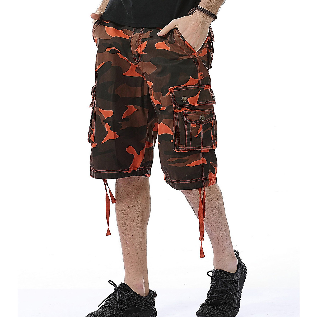 AOYOG Men's Camo Cargo Shorts Relaxed Fit Multi-Pocket Outdoor Camouflage Cargo Shorts Cotton
