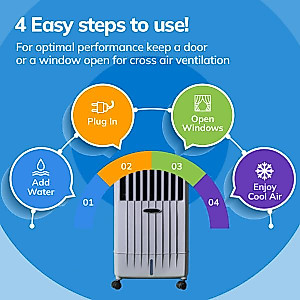 Portable Air Conditioner Symphony Bonaire 3-in-1 Evaporative Air Cooler with Remote Control, Timer, Auto Swing, for Home, Office (Diet 8i)