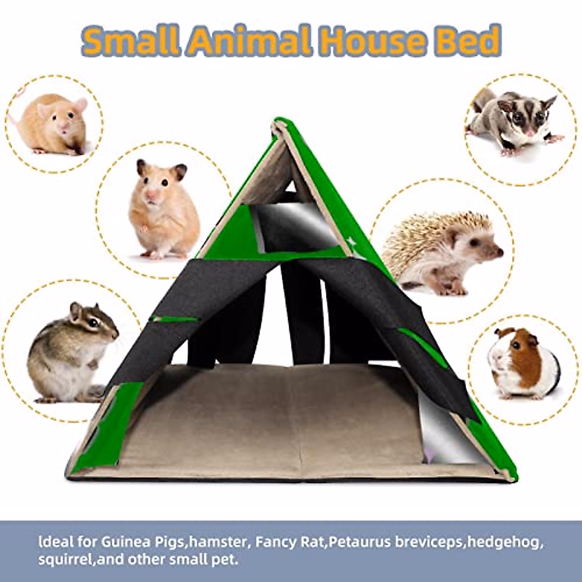 Y-DSIWX Guinea Pig Hideout Cozy Hamster House Cave for Bunny Chinchilla Hedgehog Small Animal Hearts Chain Pattern