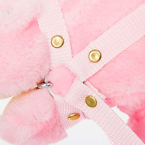 HollyHOME Plush Unicorn Stick Horse with Wood Wheels Real Pony Neighing and Galloping Sounds Plush Toy Pink 37 Inches(AA Batteries Required)