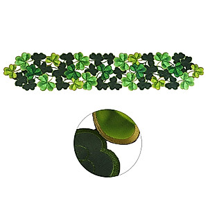 Simhomsen Embroidered Irish Clover Table Runner for St. Patrick’s Day, Spring Decorations (14 x 69 inches)