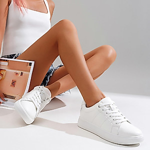 Vepose White Sneakers 8013 Casual Fashion Low Top Comfortable Classic Shoes for Women Size 7.5(CJY8013 All White 07.5)