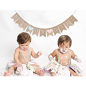 Boy or Girl Burlap Banner - Burlap Baby Shower Banner , Baby Shower Decorations , Gender Reveal, Rustic Girl Boy Shower Burlap Banner , Photo Decoration Props (Gender Reveal Banner)