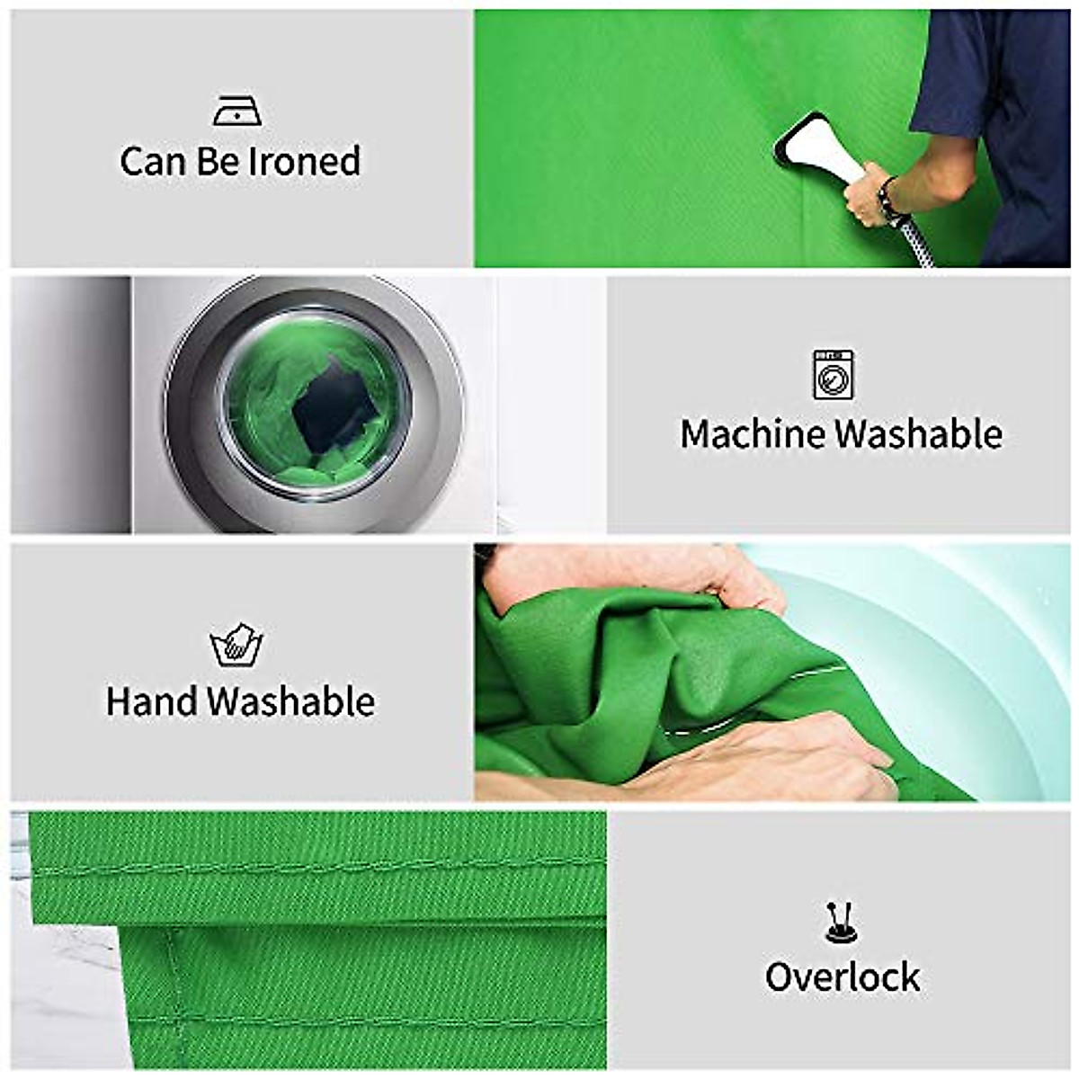 JEBUTU 5X6.5ft Green Screen Backdrop with Stand Kit, Green Screen with T-Shape Background Support Stand, Portable Green Screen Stand Kit with Carrying Bag & 5 Spring Clamps for Zoom, Video, Streaming