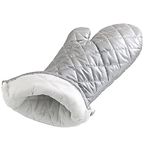 New Star Foodservice 32086 Interwoven Cloth/Silicone Oven Mitts, up to 400F, 15-Inch, Set of 2