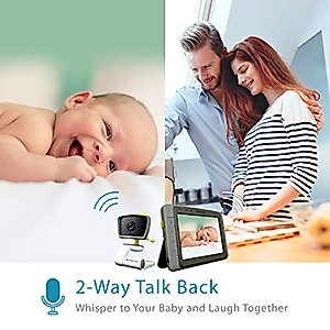 Moonybaby WideView 50 Baby Monitor with Camera and Audio, No WiFi, 5 Inches Large Display, Split Screen, Auto Night Vision, Zoom, Sound Activated, Temperature Alert, 2-Way Talk, Lullaby, 1000ft Range