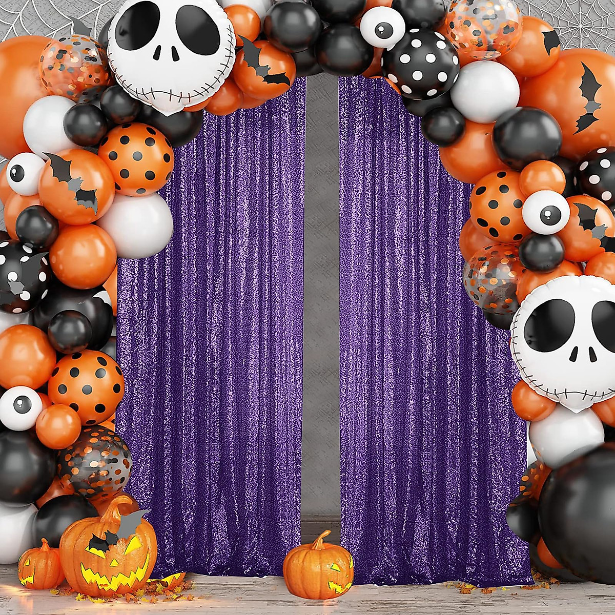 Sugargirl Purple Sequin Backdrop Curtain 2 Panels 2FTx8FT Glitter Purple Background Drapes Sparkle Photography Backdrop for Party Wedding Birthday Wall Decoration