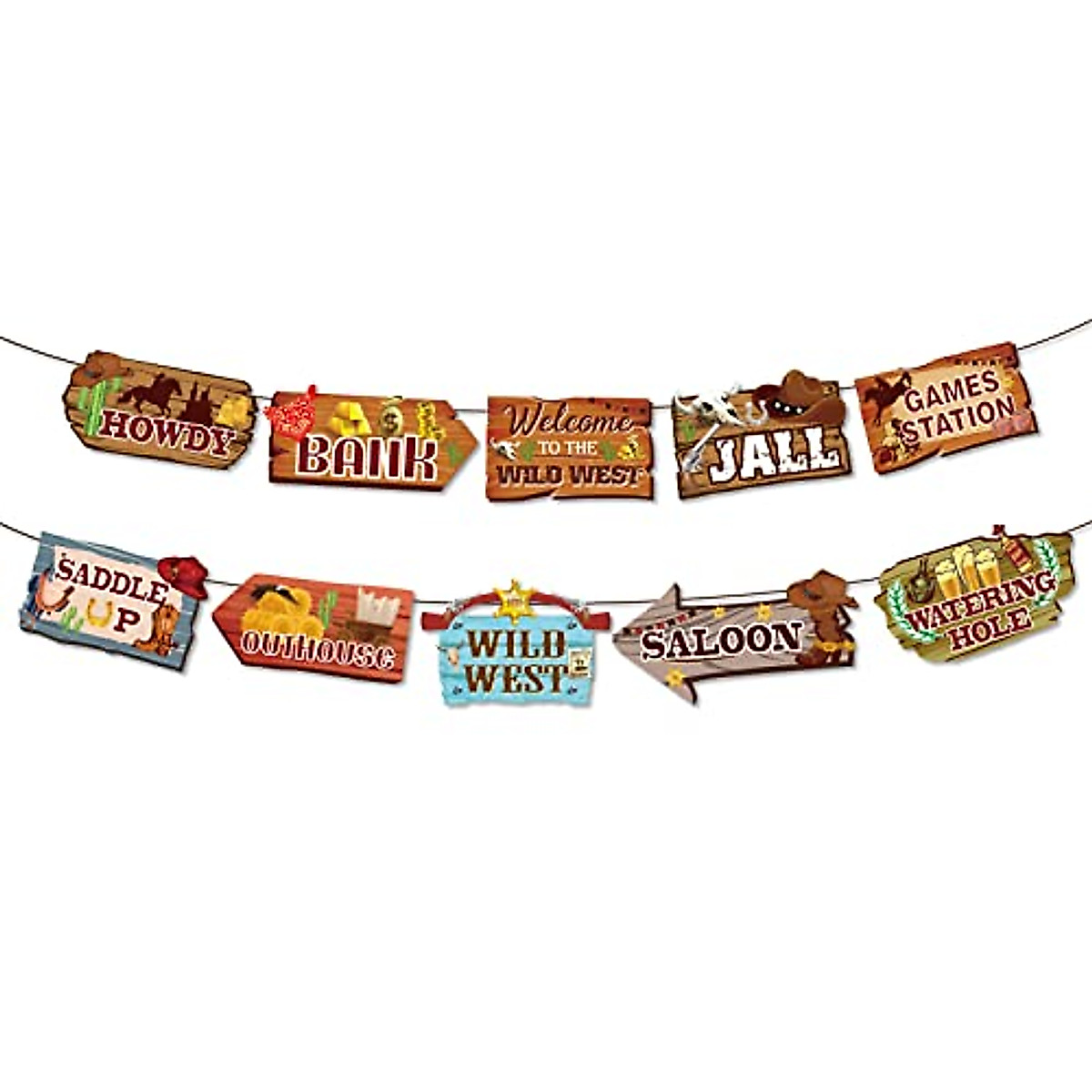 Western Party Directional Sign Cowboy Porch Sign Cowboy Banner Hanging Decoration Western Cowboy Theme Wild West Party Large Yard Indoor/Outdoor Western Cowboy Decoration Party Decorations
