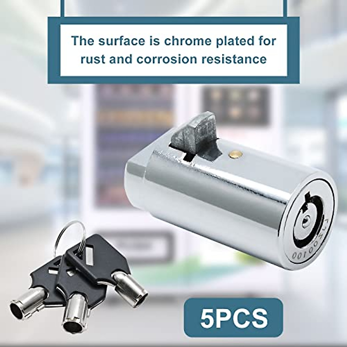 Kemcatui 5PCS Vending Machine Lock, Soda Machine Locks with Keyed Alike, Candy Vending Machine Lock Snack Machine Lock Tubular Keyway