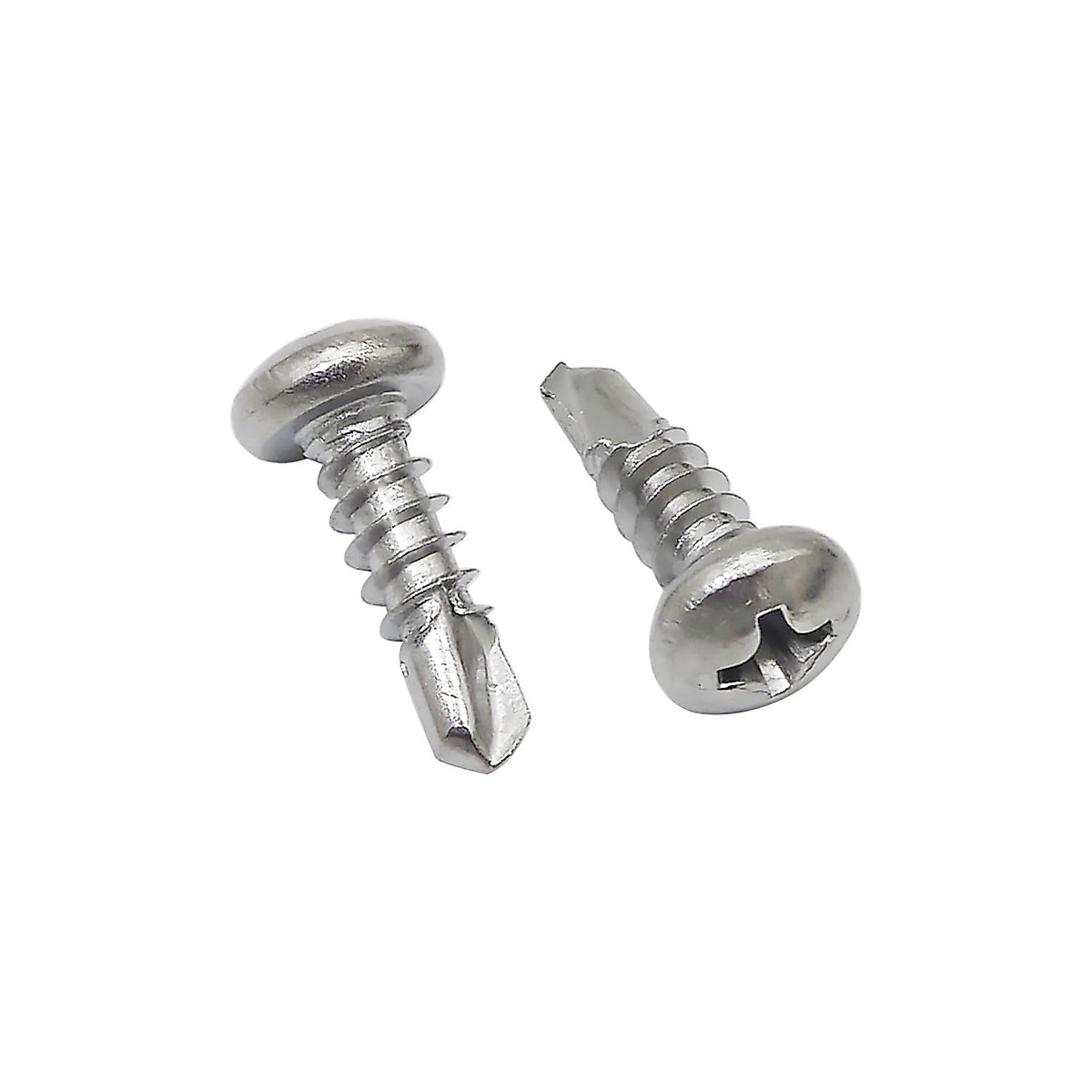 #8 x 1/2" (13mm) 410 Stainless Steel Self Tapping Screws Phillips Pan Head Self Drilling Screws 100 pcs