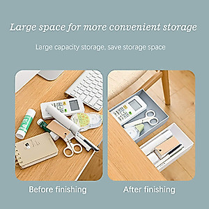 Under Desk Storage Drawers Self-Adhesive Slide Out Hidden Desktop Organizer Box for Pen Stationery Home Office School Kitchen Table Storage Tray(Grey)