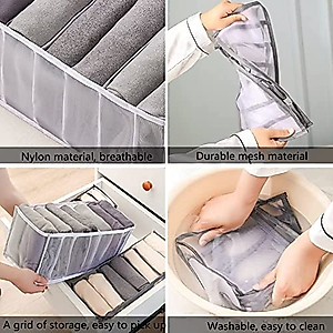 Wardrobe Clothes Organizer,Drawer Organizers for Clothing,Large Size,2Pack,7Grids,Grey