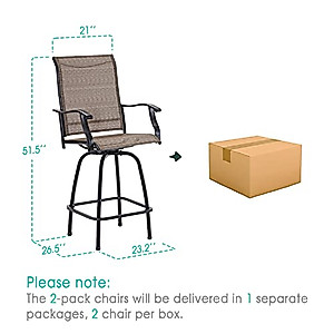 VICLLAX Outdoor Swivel Bar Stools Set of 2 All-Weather Patio Bar Height Chairs for Garden Backyard