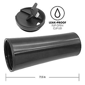Oggi CONTOUR Stainless Steel Travel Tumbler - Black, 16 oz, with flip open lid for hot and cold beverages.