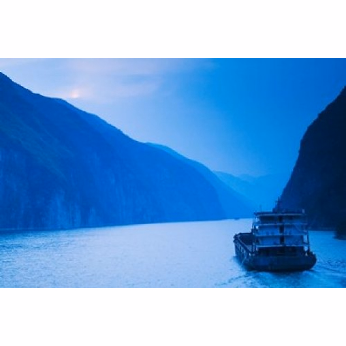Posterazzi Container Ship Sunset Wu Gorge Yangtze River Hubei Province China Poster Print by Panoramic Images, (36 x 24), Varies