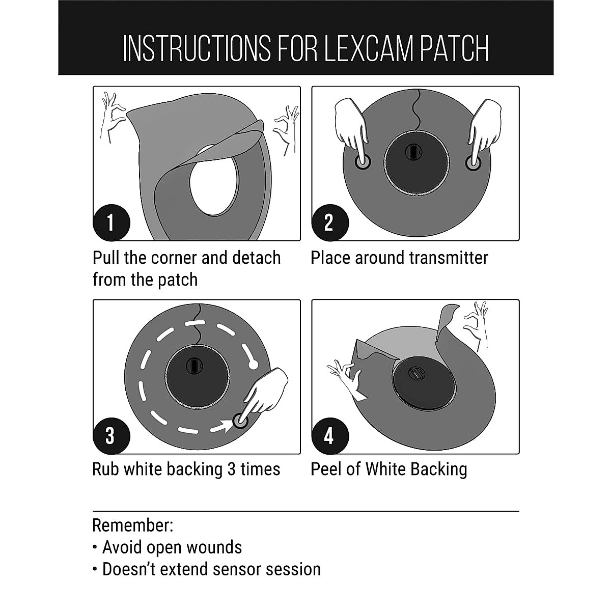Lexcam Adhesive Freestyle Libre 3 Only Sensor Covers – Pack of 20 Patches, Waterproof, Transparent Cover w/Hole in Middle for Continuous Glucose Monitoring Device, Sensor is NOT Included