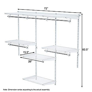 Tangkula 4 to 6 FT Custom Closet System, Wall Mounted Closet with Hanging Rod, Metal Hanging Storage Organizer Rack Wardrobe with Shelves, Adjustable Closet System Kit for Bedroom
