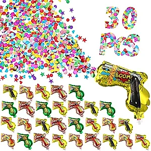 30 Pcs Fireworks Guns Handheld Confetti Multicolor Inflatable Toy Confetti Fireworks Gun Confetti Shooter for Graduation Party Supplies Birthday Wedding Valentine's Day Irish Decor Favors