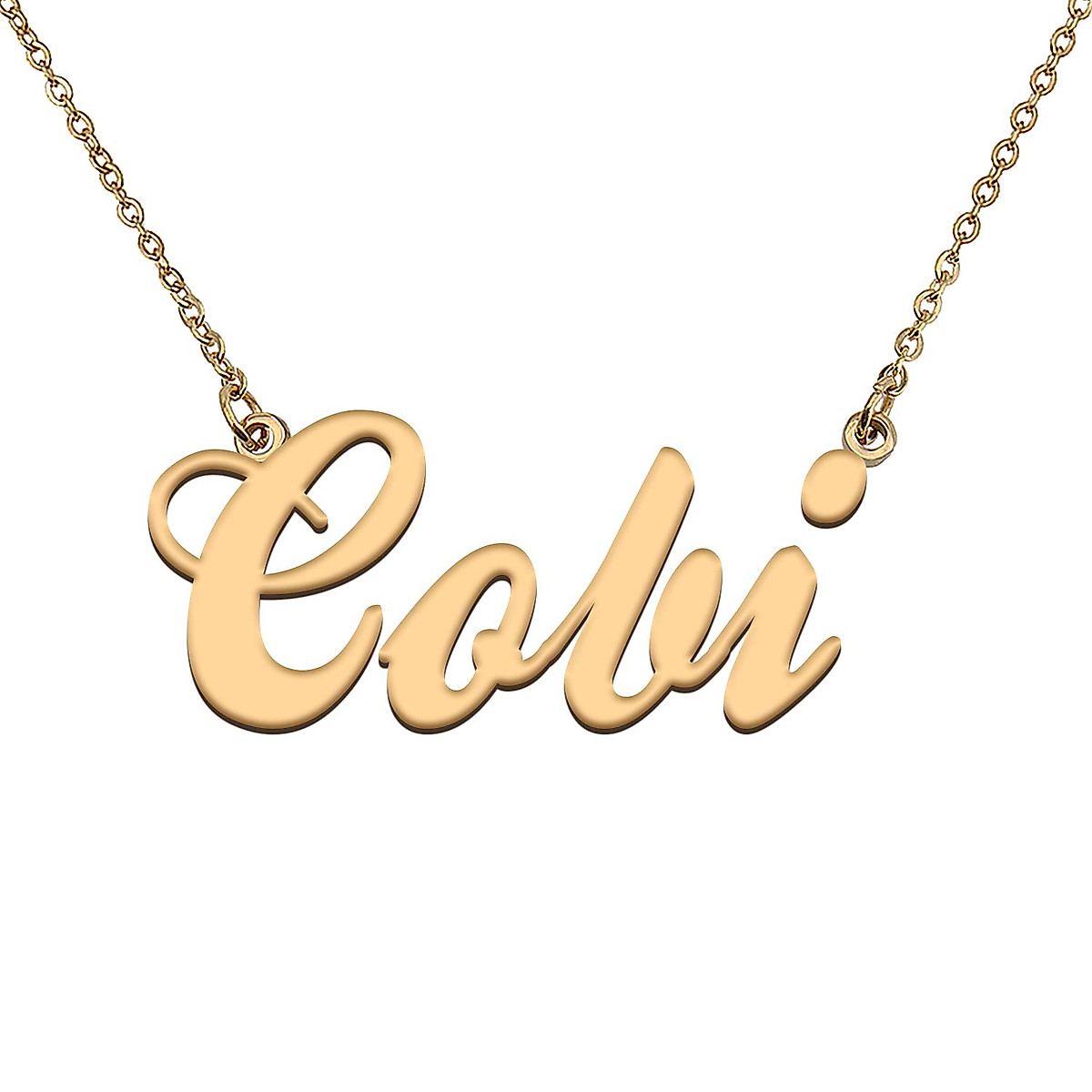 HUAN XUN Custom Personalized Gold Name Necklace in Gold Silver for Women Cobi