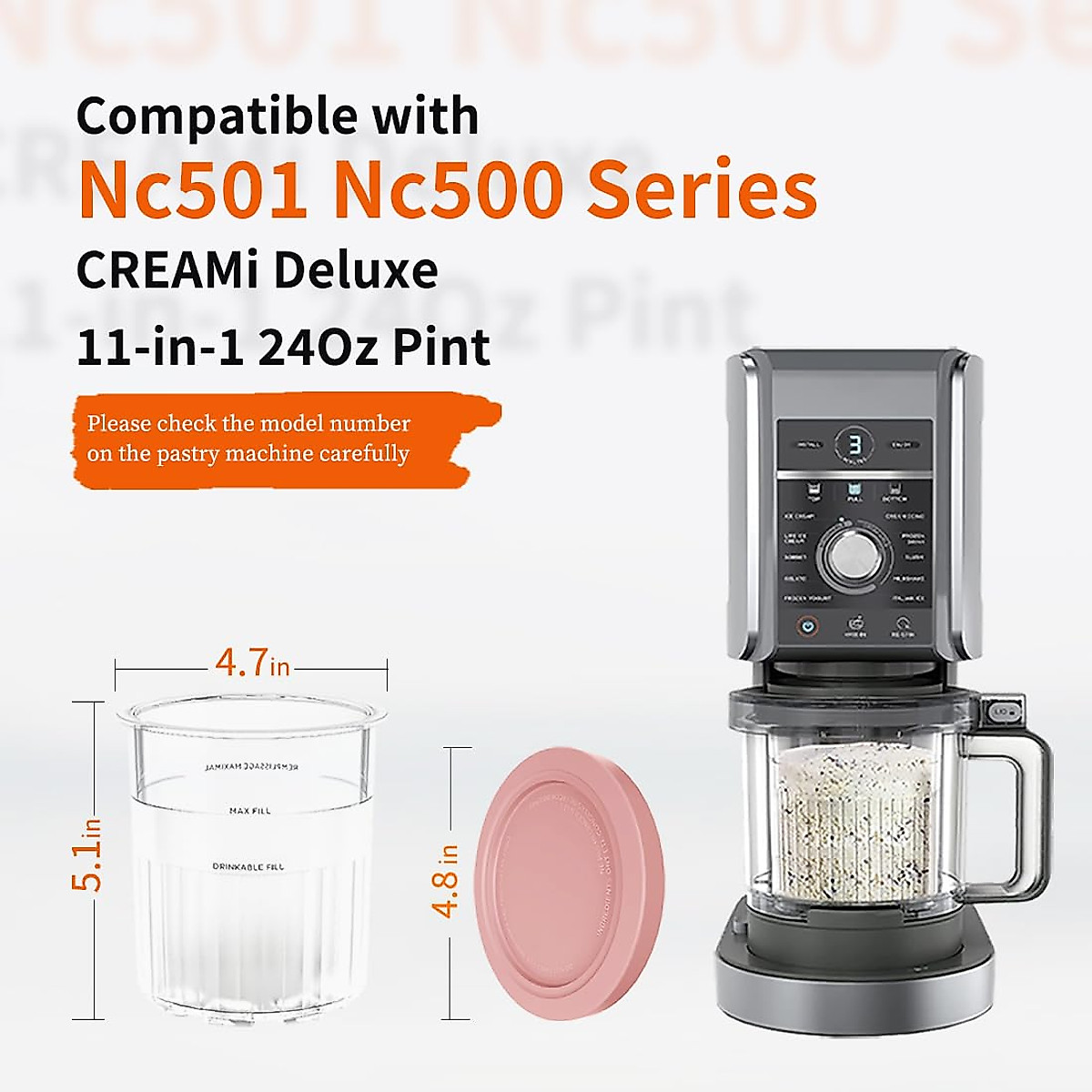 Dxiocli Containers Replacement for Ninja Creami Deluxe 11-in-1 XL Family Size NC500/NC501 Pints - 4 Pack, 24 oz - Dishwasher Safe, BPA-Free, Leak Proof