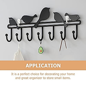 LIFKOME Vintage Wall- Mounted Coat Rack with 7 Hooks, 5 Birds Wall Mount Key Holder, Black Metal Key Rack Hanger, Multi- Hanger Hook for Kitchen Bathroom Bedroom Hallway