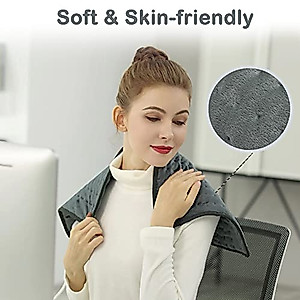 Heating Pad for Back Pain Relief, Electric Heating Pads for Cramps/Neck/Waist/Shoulder with 6 Heat Settings 4 Timers and Auto-Off,Moist & Dry Heat Option(24"x12",Dark Gray)