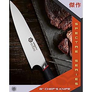 KESSAKU 8-Inch Chef Knife - Spectre Series - Forged Japanese AUS-8 High Carbon Stainless Steel - Pakkawood Handle with Blade Guard