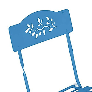 Alpine Corporation Bistro Set, Table: 24" L x 24" W x 28" H Chair: 17" L 18" W x 33" H, Blue