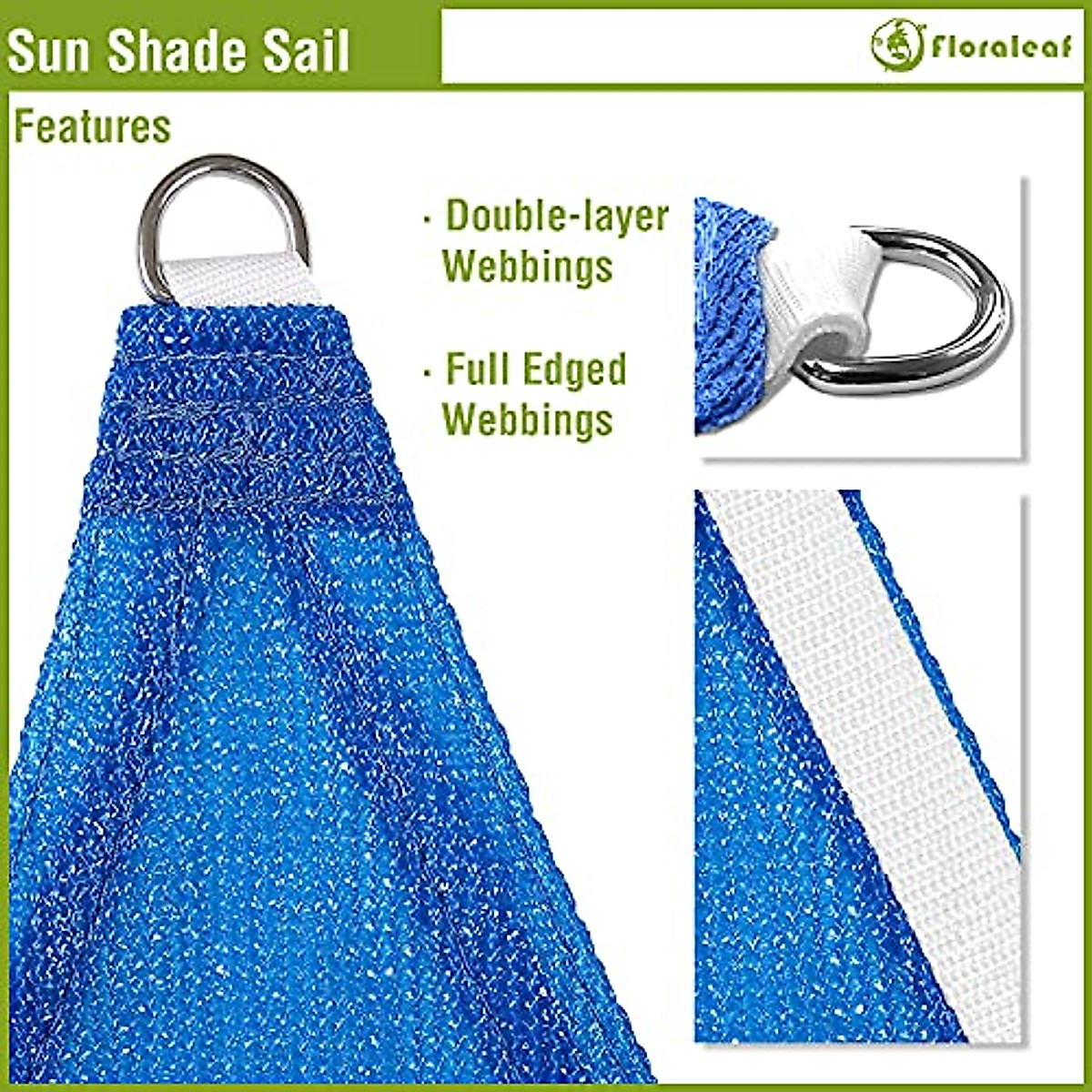 FLORALEAF 12'x12'x12' Sun Shade Sail Triangle Canopy UV Block Sun Shade for Outdoor Patio Garden Backyard Awning