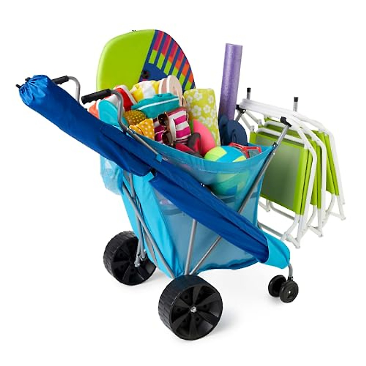 Seina All-Terrain Beach Cart Wheeler with Big Wheels for Sand | All Terrain Cart, Wide Wheels, Cart for Beach, Sand Cart, Beach Trolley, Collapsable, Compact, | Blue